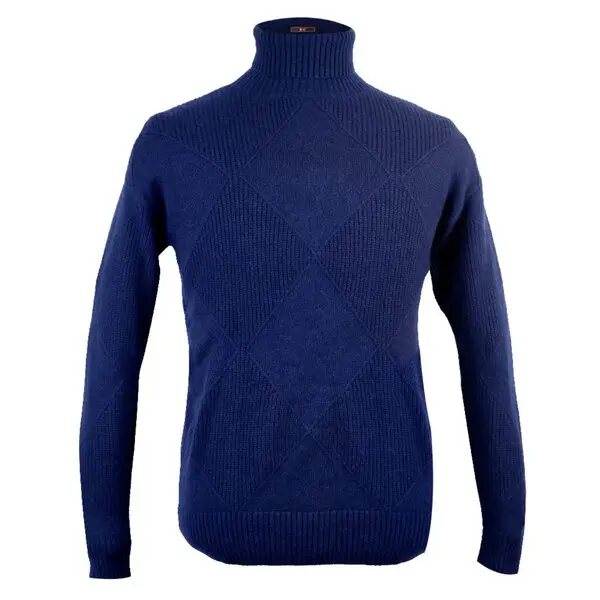 DAVID WEJ Will Roll Neck Jumper Navy - Blue