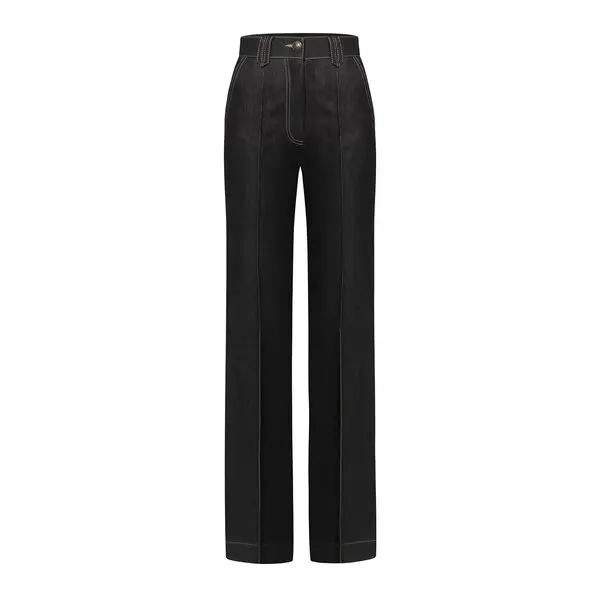 TIA DORRAINE Straight-leg Denim Trousers - Black