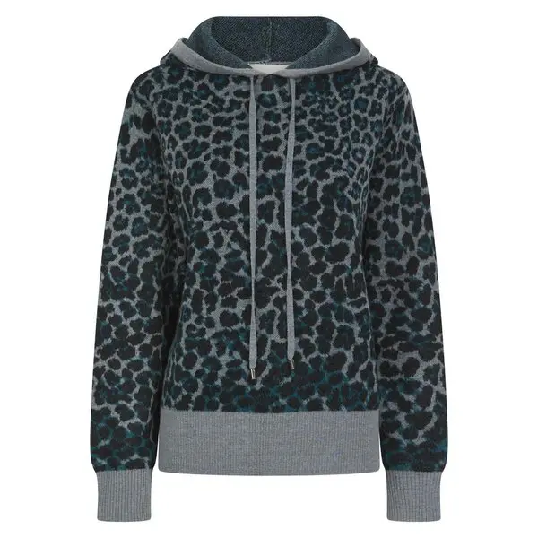 NOOKI DESIGN Blue / Grey Leopard Norwood Hoodie In Grey - Blue/grey