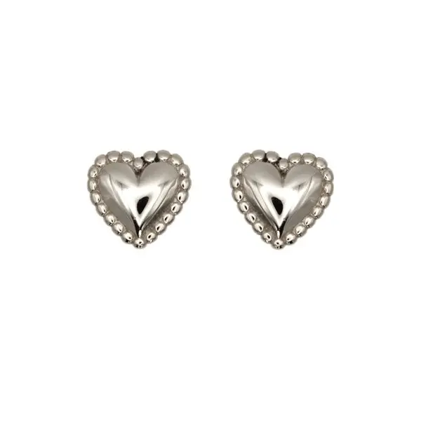 VICSTONENYC FINE JEWELRY Lovely Heart Stud Solid Gold Earrings - White