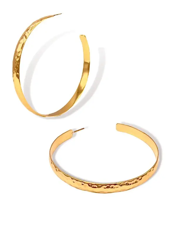 JAREDJAMIN Galilea Textured Hoop Post Earrings - Gold