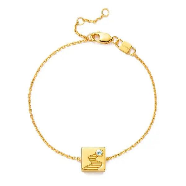 KOUREE You Know The Way' Fixed Charm Bracelet Vermeil With Swiss Blue Topaz - Gold