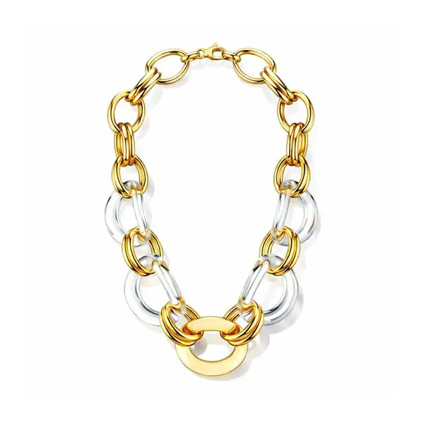 GOLD & HONEY Clear And Oversized Link Lucite Necklace - Gold