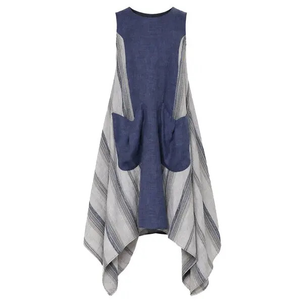 METAMORPHOZA Sleeveless A-line Dress With Pocket Accents - Blue