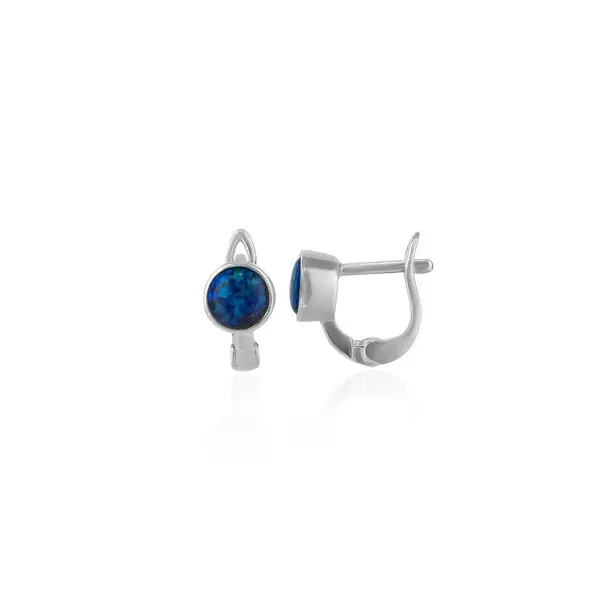 SPERO LONDON Sterling Silver High Quality Round Opal Earrings Opal - Blue
