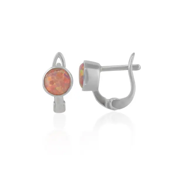 SPERO LONDON Sterling Silver High Quality Round Opal Earrings Opal - Pink