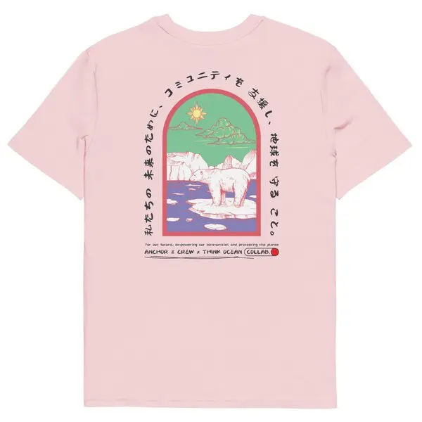 ANCHOR & CREW Cotton Think Ocean Six Japan Gurafiku Organic Cotton T-shirt - Pink