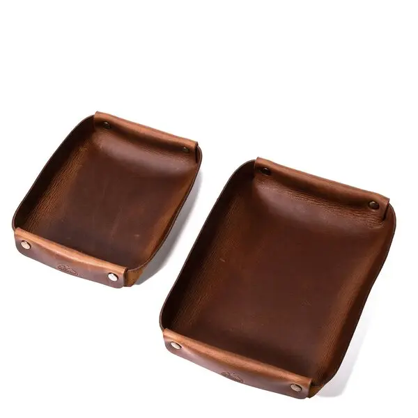 ROARCRAFT Leather Valet Tray Set Of 2 - Brown