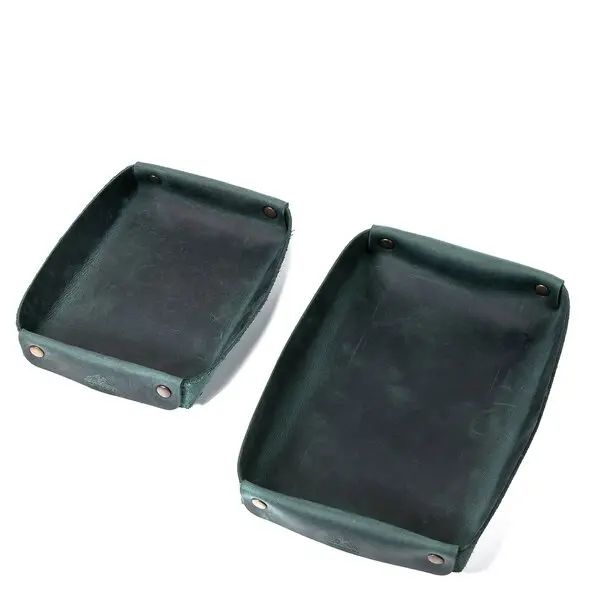 ROARCRAFT Leather Valet Tray Set Of 2 - Green