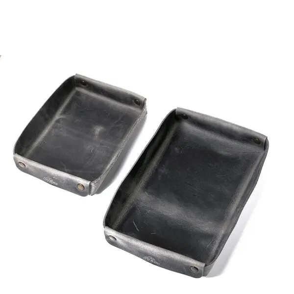 ROARCRAFT Leather Valet Tray Set Of 2 - Grey