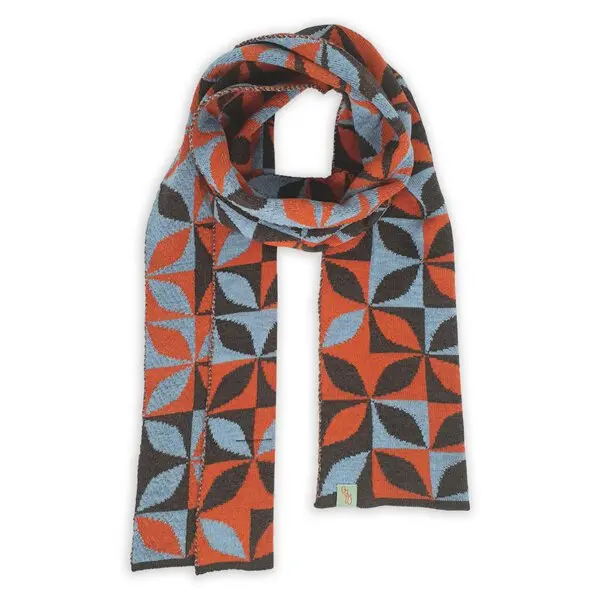 OTTO & SPIKE Brown / Blue / Orange Scarves Crisp Hickory Brown - Brown/blue/orange