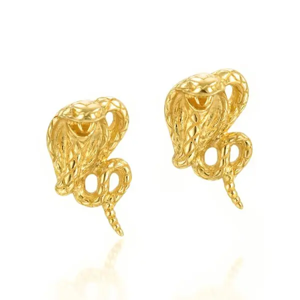 UNALOE Plated Serpent Stud Earrings – Perfect For Second Piercing – Jewellery - Gold
