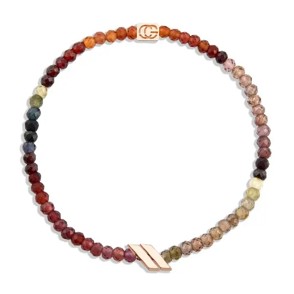 C. GRASSI Gold / Green / Brown Double Slash Bracelet With Tobacco + Moss Sapphires - Gold/green/brown