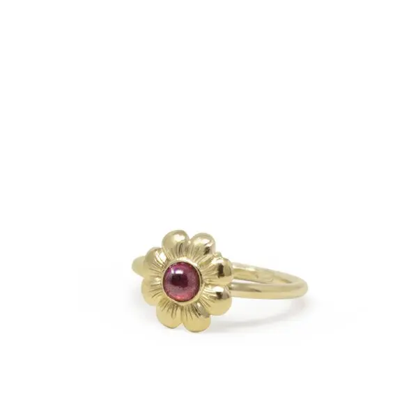 VINTOUCH ITALY Red / Gold Mini Flower Rhodolite Ring - Red/gold