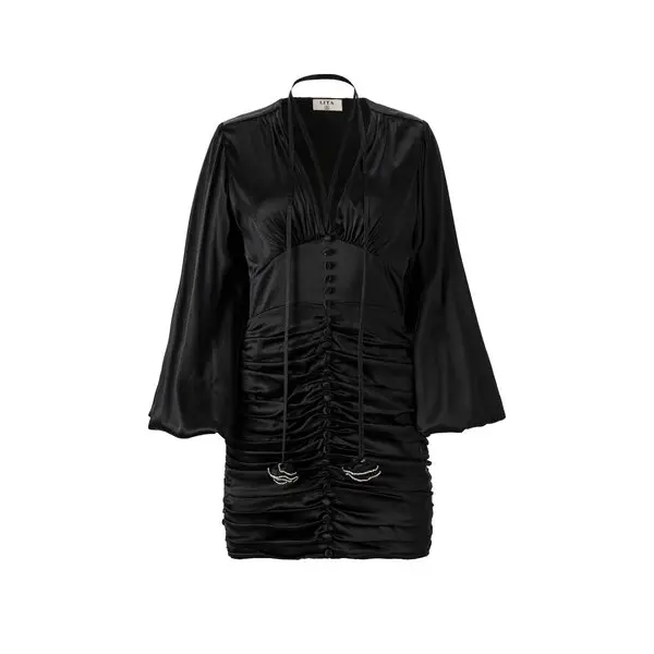 LITA COUTURE Ruched Mini Dress - Black