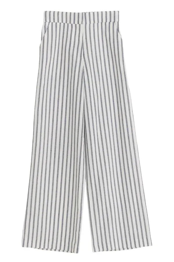 LOUCHE Tilde Ticking Stripe Straight Cut Trouser White And Navy - Blue/white