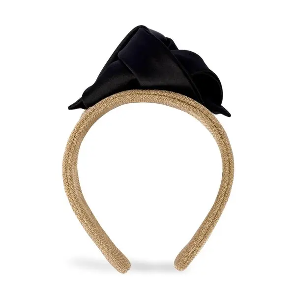 SIBI HATS Black / Gold Sheila Golden Chain Effect Turban Headband - Black/gold