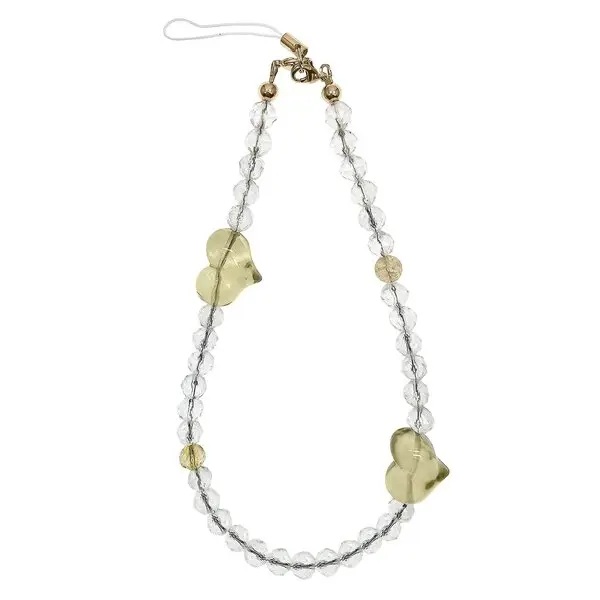 FARRA White Quartz With Heart Citrine Gemstone Phone Strap - Yellow