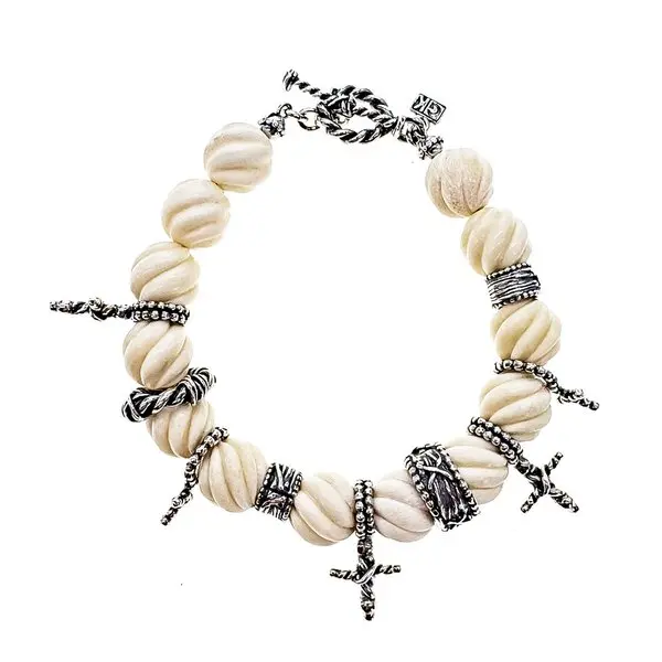 GEM KINGDOM White / Silver Rebel Rebel Bracelet Crusade - White/silver