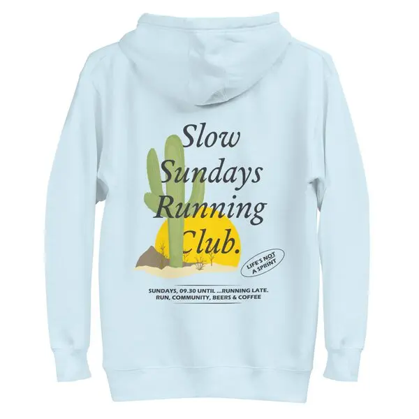 ANCHOR & CREW Sky Cactus Slow Sundays Running Club Cotton Blend Hoodie - Blue