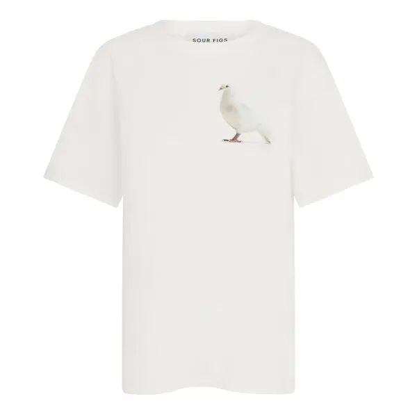 SOUR FIGS Standing Dove Print  T-shirt - White