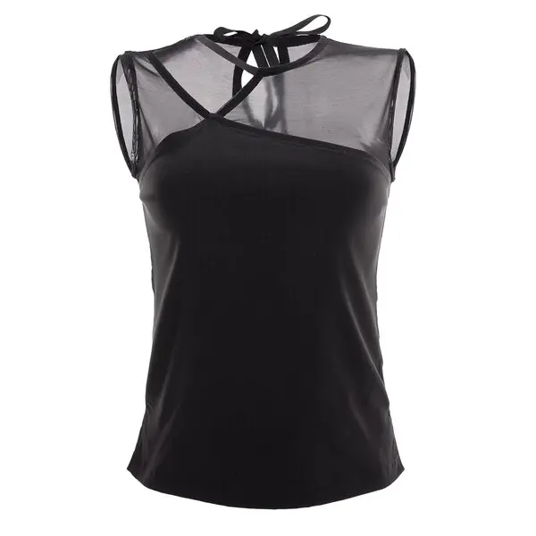 SILVIA SERBAN Mesh Cutout Top - Black