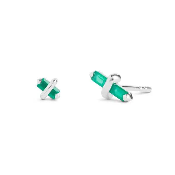 KASUN LONDON Gold / Silver Candy Kiss Earrings May Green Agate Silver - Gold/silver