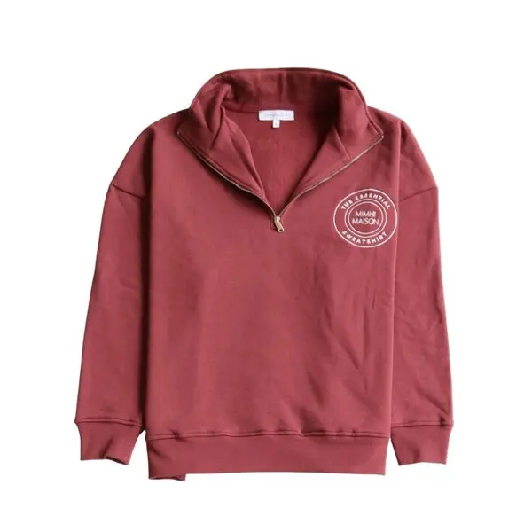MIMHÍ MAISON Oversized Half-zip Sweatshirt – Burgundy