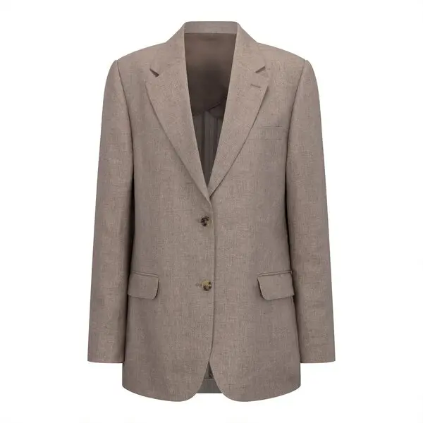 TRIONA Taupe Neasa Irish Linen Oversized Blazer - Brown