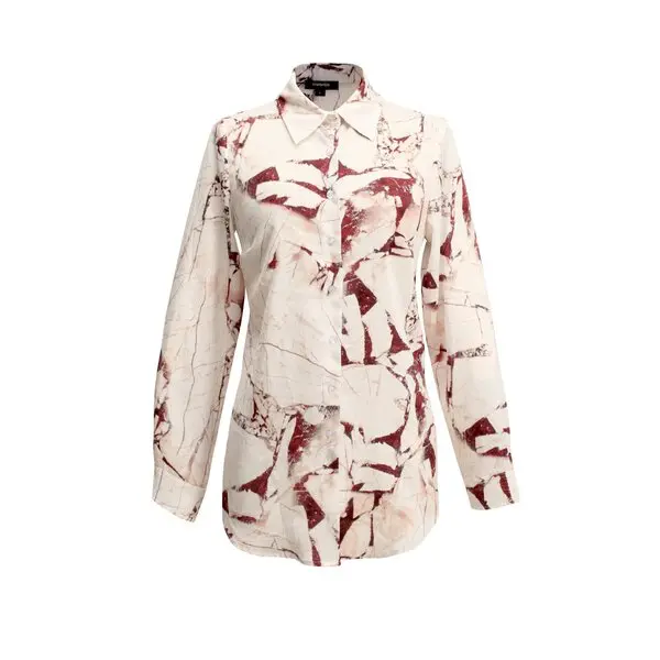 SMART AND JOY Straight Shirt With Marble Effect Print - White