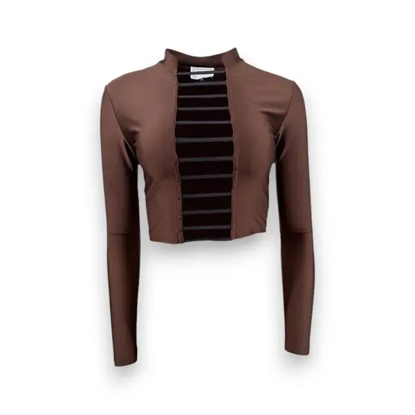 MONZLAPUR NEW YORK Cropped Top With Straps - Brown