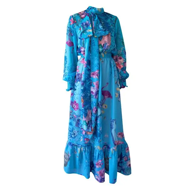 ABSURDE Tinguely Midi Dress With Bow - Blue