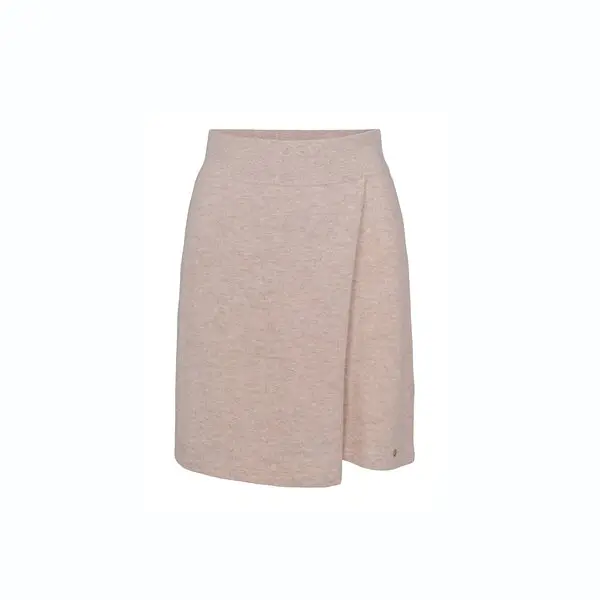 TIRILLM Neutrals Anette Merino Wool Skirt With Wrap Front, Melange - Beige
