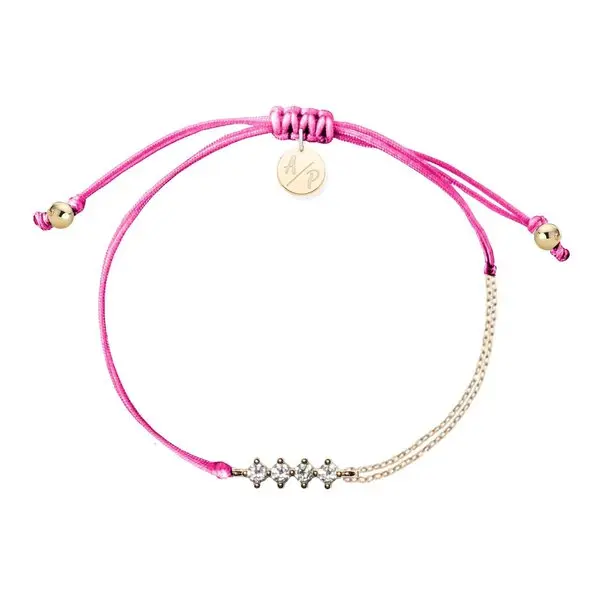 ADRIANA PAPPAS DESIGNS Cz Crystal Bar Bracelet On Colored Cord Hot - Pink