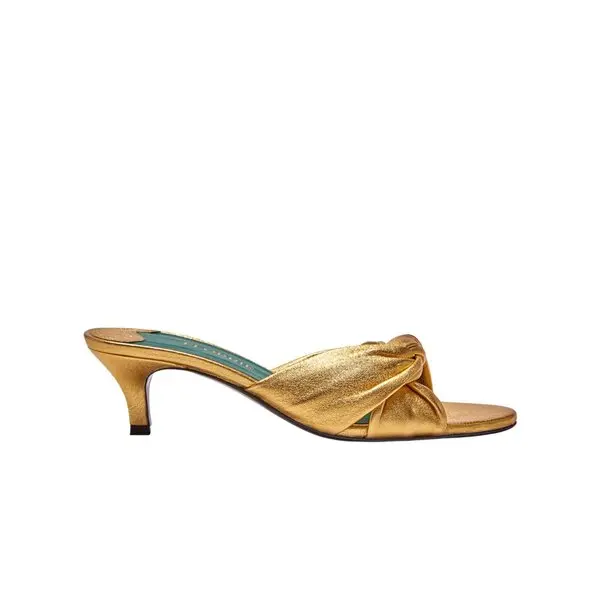 FLORRIE Emma 50mm Leather Mule Vintage - Gold