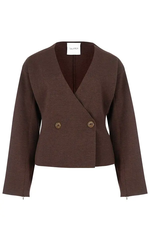 SALANIDA Galante Knitted 100% Merino Blazer Chocolate - Brown