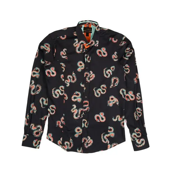 EIGHT X Aztec Snake Print Button Down Shirt - Black