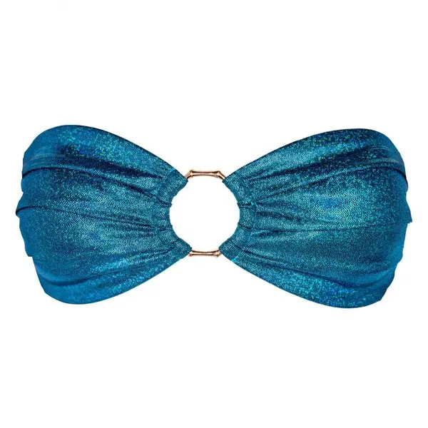 ENEZ SWIM Frida Bandeau Bikini Top Glitter Aquamarine - Blue