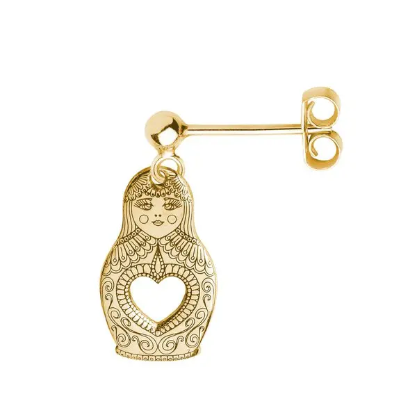 CARTERGORE Russian Doll Single Short Drop Earring - Gold