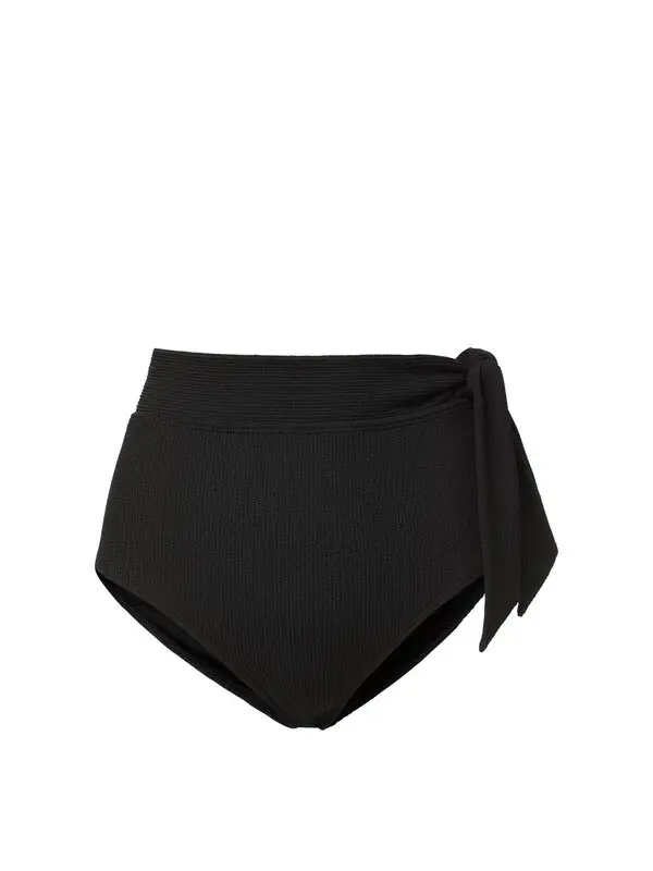 CHANGE OF SCENERY Neutrals Side Tie High Waist Bottom In Texture - Black