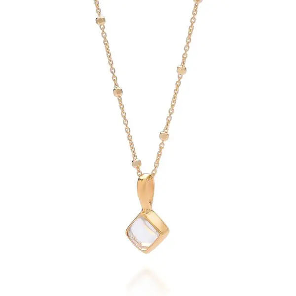 NELLOU JEWELLERY Neutrals Diamond Crystal Birthstone April Necklace Gold Plated Sterling Silver - Gray/yellow