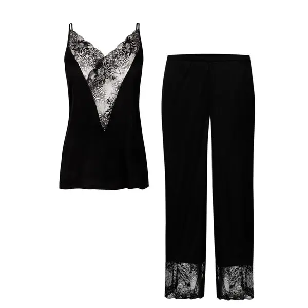 OH!ZUZA NIGHT&DAY Satin Pajama Set Effortless Elegance - Black