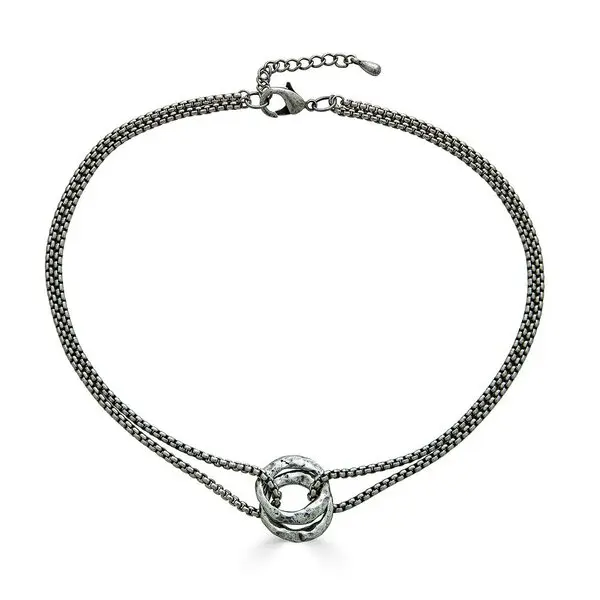 LONI PAUL JEWELRY Double Circle Necklace - Silver
