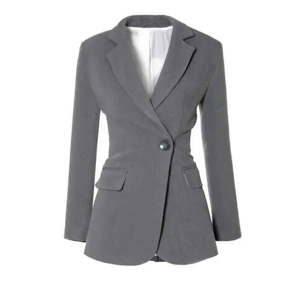 AGGI BY HALEWSKI Isabella Baltic Hourglass Shaped Feminine Blazer - Grey