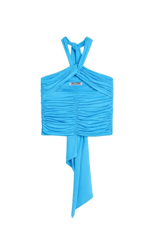 NOCTURNE Cut-out Draped Blouse
