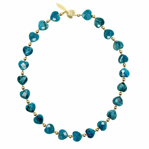 FARRA Heart-shaped Apatite Gemstone Choker Necklace - Blue