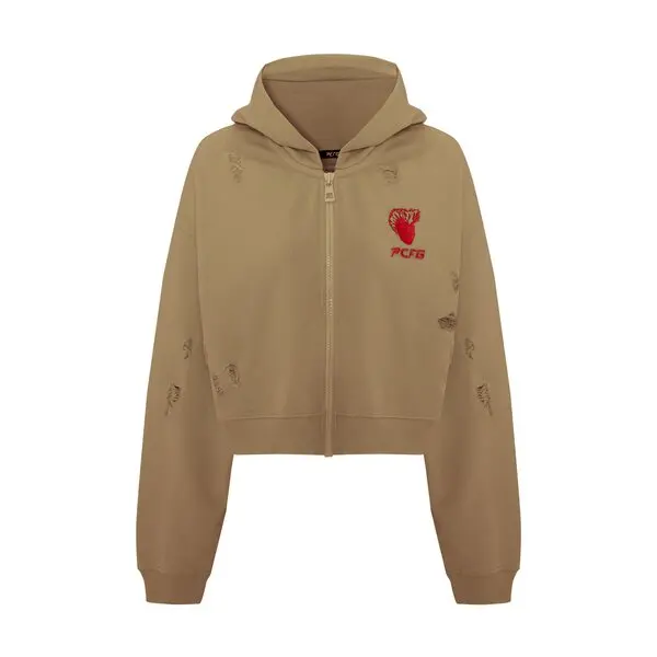 PCFG Destroyed Zip Up Hoodie Covert - Green