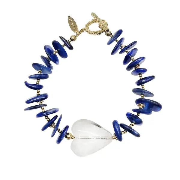 FARRA Kyanite With Heart White Quartz Bracelet - Blue
