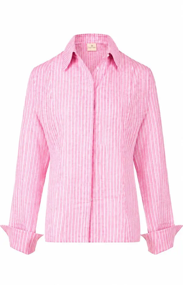 GUNDA HAFNER LTD Striped Linen Cotton Blend Shirt