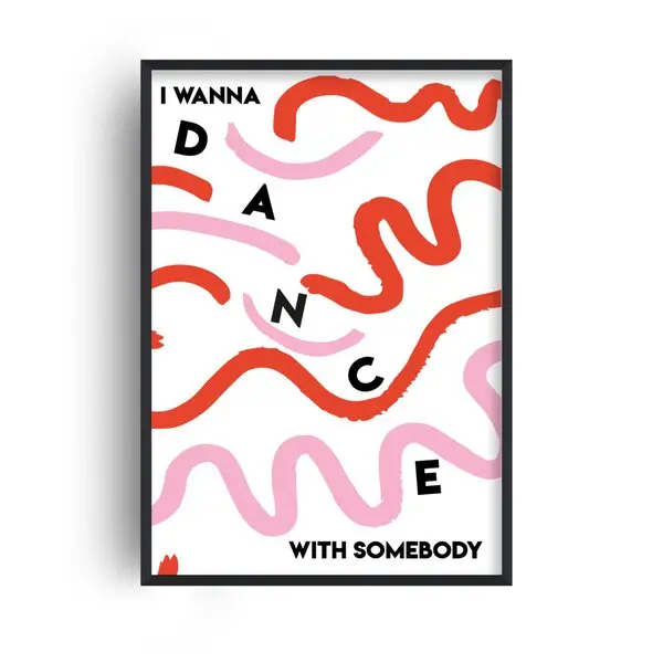 FANCLUB I Wanna Dance With Somebody 1980s Abstract Music Giclée Art Print A3 - Red